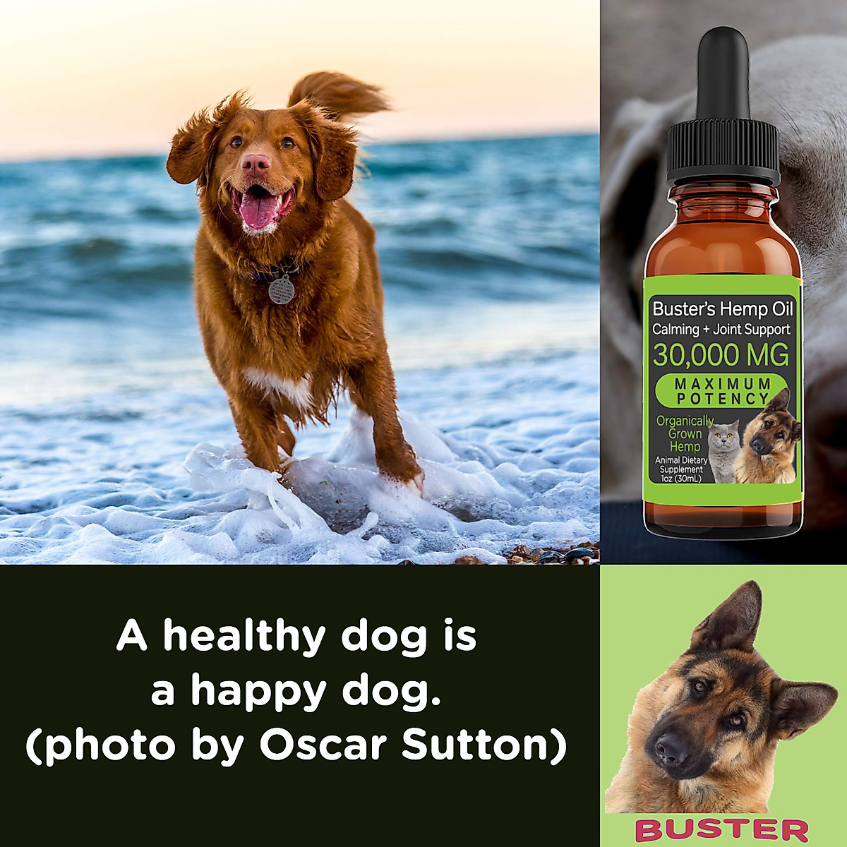 Busters Hemp Oil for Dogs, 3Pack, Calming, Pain Relief for Dogs and Pets, Advanced Mobility Support