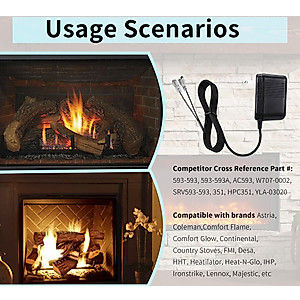 jiooyy 3V AC Power Adapter Compatible with Dexen Fireplace Electronic IPI Pilot Ignition Control Module 593-593, 593-593A, AC593, W707-0002, SRV593-593, 351, HPC351