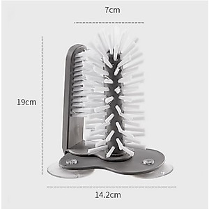 Jerliflyer Wall Suction Cup Washing Brush,bar Glass Washer Sink Glass Washer with Suction Cup Base (Gray)