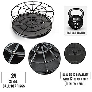 Aleratec Dual Sided Monitor/TV Swivel Stand | 360˚ Rotation Lazy Susan | Featuring Heavy Duty Carousel 250 lbs Capacity, 15.5" | Media Console, Entertainment Center for Living Room Bedroom, Black