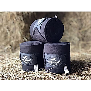 TGW RIDING Polo Leg Wraps, Equine Fleece Polo Wraps (Set of 4) - Horse Leg Bandages (Black)