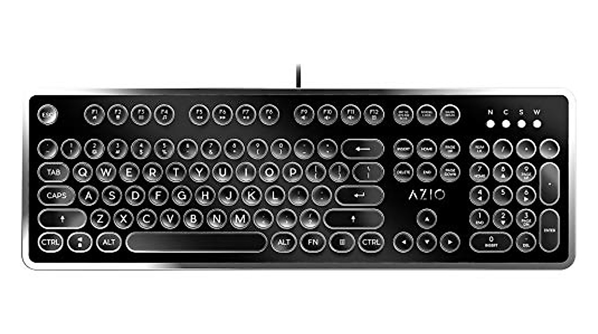 Azio Retro - Wired USB Mechanical Keyboard in Black and Chrome for PC ...