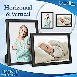 Icona Bay 5x7 Black Picture Frame, Modern Professional Frame, Noble Collection