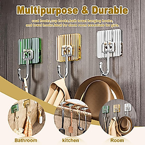 brushkitkit Large Adhesive Stainless Steel Hooks for Hanging Heavy Duty Wall Hooks 22 lbs Self Adhesive Towel Hook Waterproof Transparent Hooks 10 PCS(Four Colors are Optional) (White)