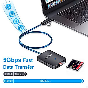 SD Card Reader, Beikell 4 in 1 Dual Connector (USB&USB C) USB C to Micro SD Memory Card Reader OTG Adapter -Supports SD/SDHC/SDXC/MMC/Micro SDXC/MS/MS Pro/CF, Compatible with Windows, OS