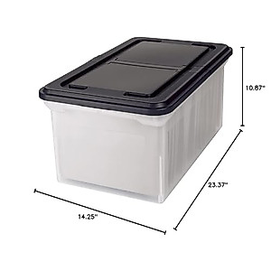 Office Depot Stackable File Tote Box, Letter Size, 14 1/4in. x 23 3/8in. x 10 7/8in., Black/Clear, 139732