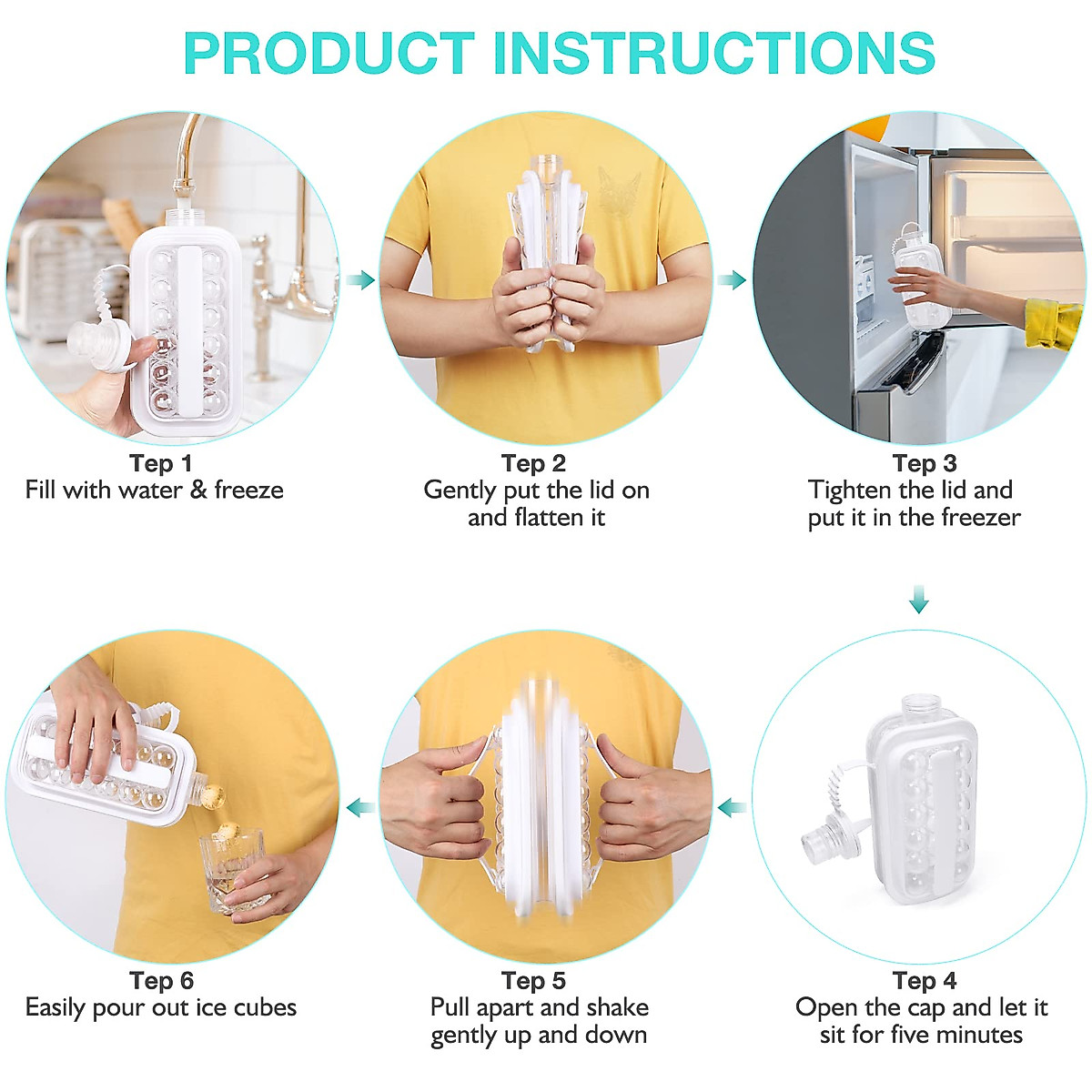 ALSOMTEC Portable Ice Ball Maker Sanitary Ice Cube Tray for Freezer 2 in 1 Ice Maker Mold Makes 17 Ice Round Cubes mold BPA-Free(Pink)