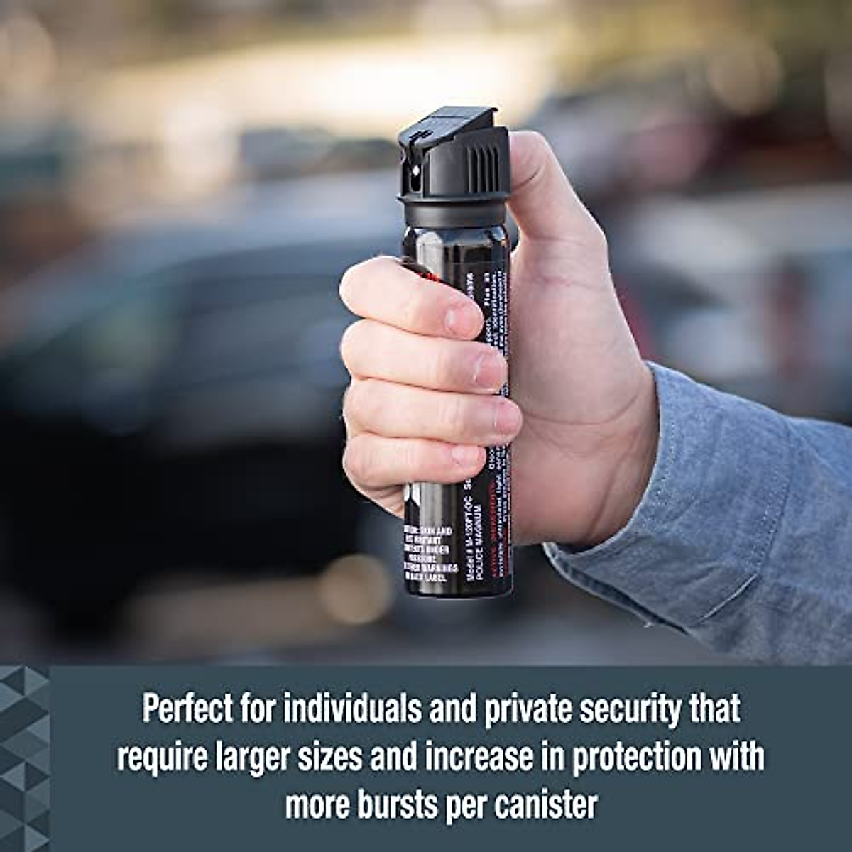 SABRE Magnum 120 Pepper Spray, 40 Bursts, 12-Foot (4-Meter) Range, Extra Large 92.4 Gram Canister, UV Marking Dye, Flip Top Safety, Black