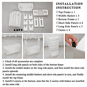 YEMUNY 5 Tier Rolling Utility Cart Multi-Functional Movable Storage Book Shelves with Lockable Casters for Study Office Kitchen Classroom, Light Green