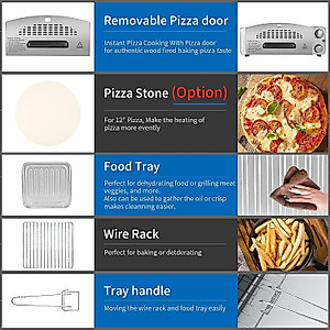 CTT 2 in 1 Baker Pizza Oven Countertop Toaster Multi-Functional,Instant Pizza Cooking With Removable Pizza Door, Flip Up & Away for Space Saving, High Capacity,1200 W, 4-Slice