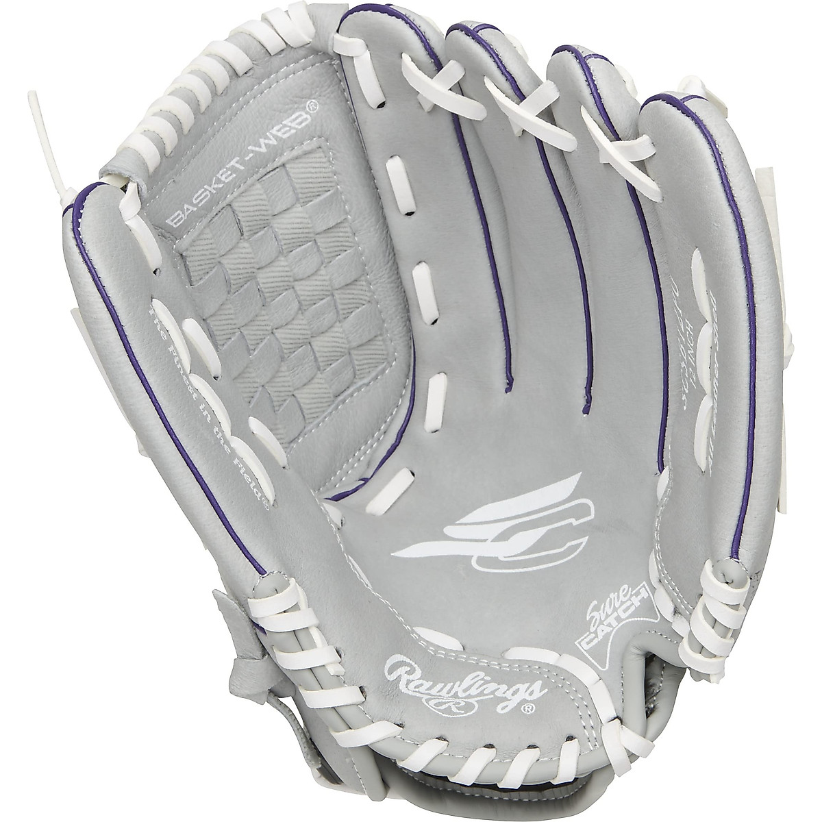 Rawlings | Sure Catch Series Fastpitch Softball Glove | Purple/Grey/White | RHT | 12'