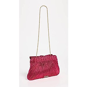 Loeffler Randall Women's Pleated Frame Clutch with Bow, Fuchsia, Pink, Metallic, One Size