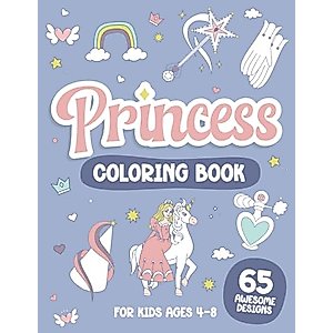 Princess Coloring Book: For Kids Ages 4-8 (65 Awesome Designs)