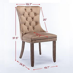 TUNGTAR High End Designer Dining Chair Set of 2,Parson's Chairs with Solid Wood Legs for Kitchen Dining Room Living Room Bedroom,Gray(Set of 2) (Khaki, SW2001KK)