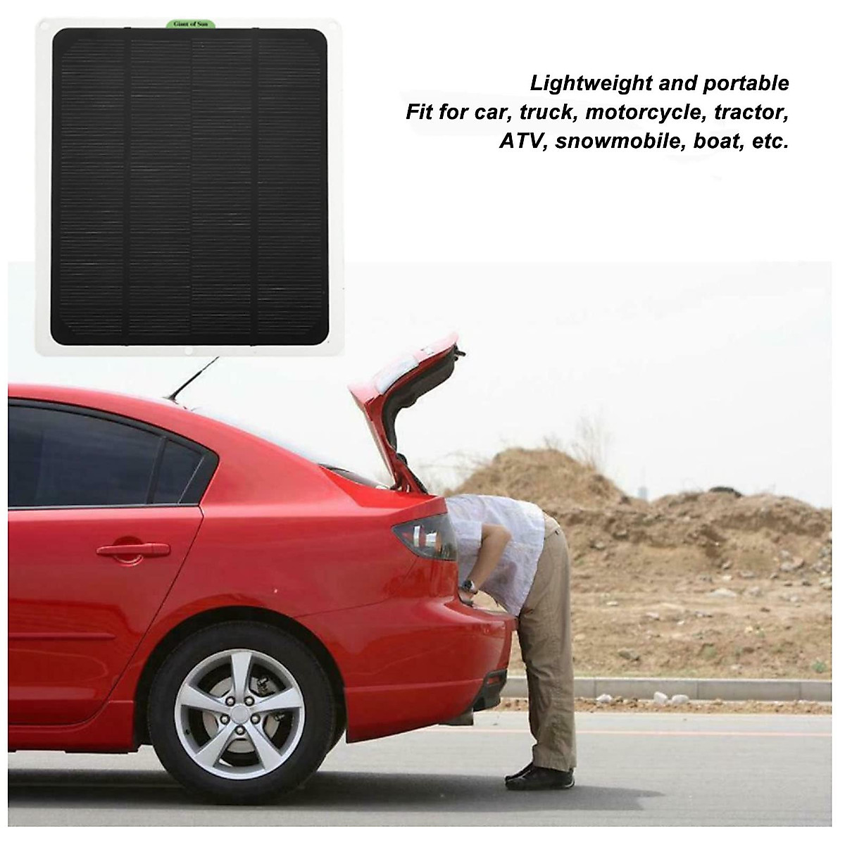 KIMISS Solar Panel Battery Kit, Portable Solar Battery Kit 12V 20W Monocrystalline Dual USB Output Battery Maintainer for RV Car Boat