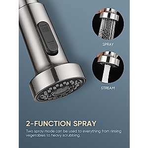 Cobbe Kitchen Faucets, Brushed Nickel Commercial Kitchen Faucet with Pull Down Sprayer, Stainless Steel Kitchen Sink Faucets for 1 or 3 Hole, Single Handle Faucet for Sink Farmhouse Rv