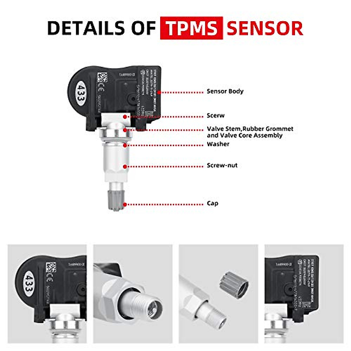 SEINECA 56029527AA 433MHz Tire Pressure Monitoring System (TPMS) Sensor Compatible with Dodge Charger Journey Grand Caravan Magnum Routan Chrysler 300 Sebring Town & Country