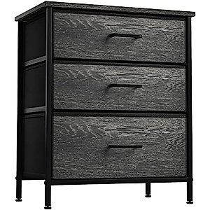 Sorbus Nightstand Dresser with 3 Faux Wood Drawers - Bedside Table Chest with Storage - Bedroom, Living Room, Closet & Dorm Furniture-Lamp Stand - Steel Frame, Wood Top, Easy Pull Fabric Bins