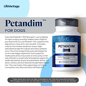Petandim Dog Vitamins, 30 Chewable Tablets, Reduce Oxidative Stress, Joint Supplement for Dogs, Dog Skin and Coat Supplement, Vitamin for Dogs in a Bacon, Chicken, and Liver Flavored Chewable Tablet