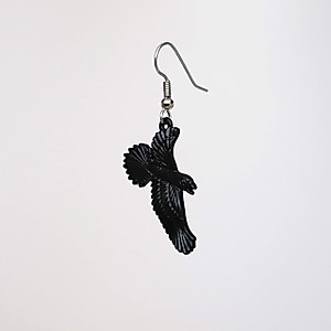 Gothic Black Raven Black Crow Dangle Earrings