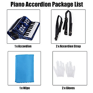 Accordion 22 Key 8 Bass Piano Accordion Keyboard Instrument Adjustable Accordion Strap Pure Sound Keyboard Accordion for Performance Amateur Musicians and Professionals