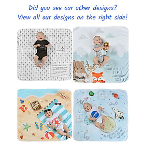 Baby Monthly Milestone Blanket with 20 Milestone Moments Props for Boy & Girl, Photography Blankets, Organic Thick Fleece Blanket Backdrop for Personalized Month Pictures for Girls and Boys
