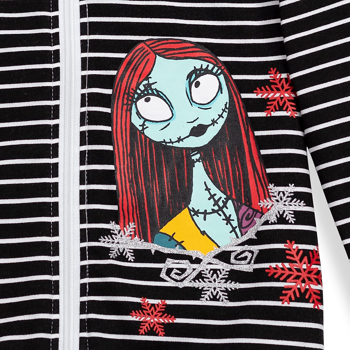 Disney Nightmare Before Christmas Jack Skellington Sally Toddler Girls French Terry Zip Up Hoodie Black-White 2T