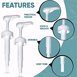 Gallon Pump Dispenser - for Plastic or Glass Bottles – Heavy-Duty Leak Proof for Commercial and Household Use - Plastic Pump for 1 Gallon Jug – Non-BPA Plastic (Pack of 6)