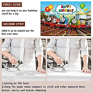Thomas Train Friends Birthday Party Decoration, Thomas Party Photo Background 5 x 3 FT and 24Pcs Train Balloon, Thomas Train Friends Party Backdrop Supplies for Boy, Girls and Baby Shower