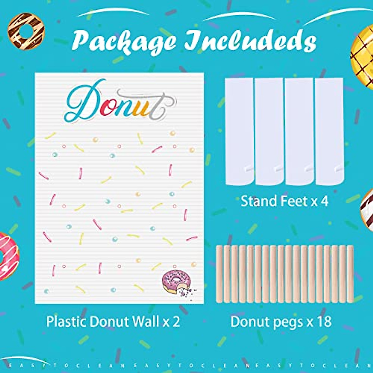 Sawysine 2 Packs Donut Display Stand Reusable Donut Holder Board Rustic Wood Donuts Rack Display Dessert Table Decorations for Birthday Party Wedding Baby Shower Treat Donut Party Supplies (White)