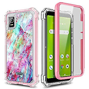 NZND Compatible with AT&T Calypso 3 (U328AA) Case with [Built-in Screen Protector], Full-Body Shockproof Protective Rugged Bumper Cover, Impact Resist Durable Phone Case (Marble Design Fantasy)