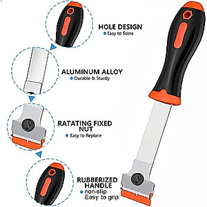 Razor Blade Scraper, 3 Pack Razor Scraper Tool with 50 Plastic and 30 Metal Razor Blades, Cleaning Scraper, for Removing Label, Registration Sticker, Tint, Grease from Windshield, Appliance, Glass