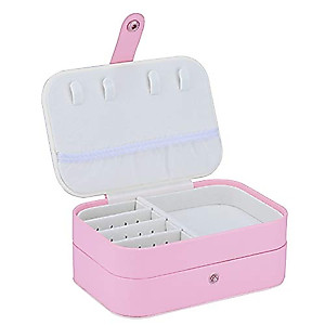 DIFFLIFE Jewelry Organizer Box，2019 New Jewelry Storage Organizer Mirrored Mini Travel Case Lockable Black Faux Leather for Valentine's Day Gift Beads, Rings, Earrings (Pink Flower) (YUNDA1998)