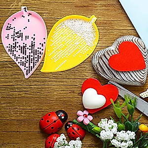 COHEALI 3pairs Tool Container Plate Diamonds for Art Organizers Cross of Bead Round Lids Nail Picture Diamond Craft Accessories with Leaf Tray Mosaic Painting Dotting Sorting