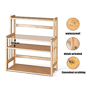 Bamboo Spice Rack Storage Shelves-3 tier Standing pantry Shelf for kitchen counter storage,Bathroom Countertop Storage Organizer Desk Bookshelf with Adjustable Shelf Cabinet