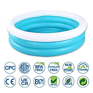 Inflatable Kiddie Pool, 60"x16" Thick Guardrail Swimming Pool for Kids, Blue & White Blow Up Pool for Kids Indoor Party Games, Wading Pool for Outdoor Backyard