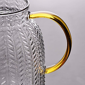 Warm Crystal, The Glass Water Pitcher with Lid and Handle, Glass Tea Pitcher, Carafe, Teapot and Jug for Coffee, Juice, Ice Water and Flower Tea Suitable for Your Fridge and Coffeemaker (60 oz)
