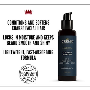 Cremo Beard Serum, Palo Santo Reserve Collection - Restores Moisture, Softens and Reduces Beard Itch for All Lengths of Facial Hair, 2 Fluid Ounces