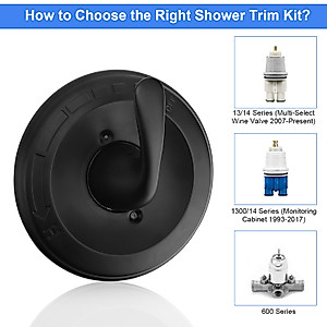 Replacement for Delta Classic 13 Series Single-Function Trim Kit, Black Matte Single Function Shower Valve Trim Kit T13020-BL(Cartridge and Valve Not Included)