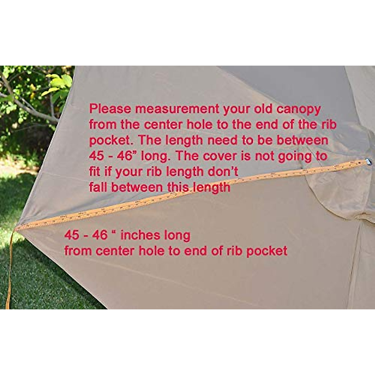 BELLRINO DECOR 7.5 ft 6 Ribs Replacement STRONG & THICK Umbrella Canopy for (Canopy Only) - ORANGE