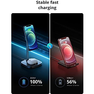 LISEN Magnetic Wireless Charger for iPhone 14 13 12 iPhone Magsafe Charger Fast Charging Station [Never Overheat] 2-in-1 Magnetic Wireless Charging Station Only for iPhone AirPods 2/Pro