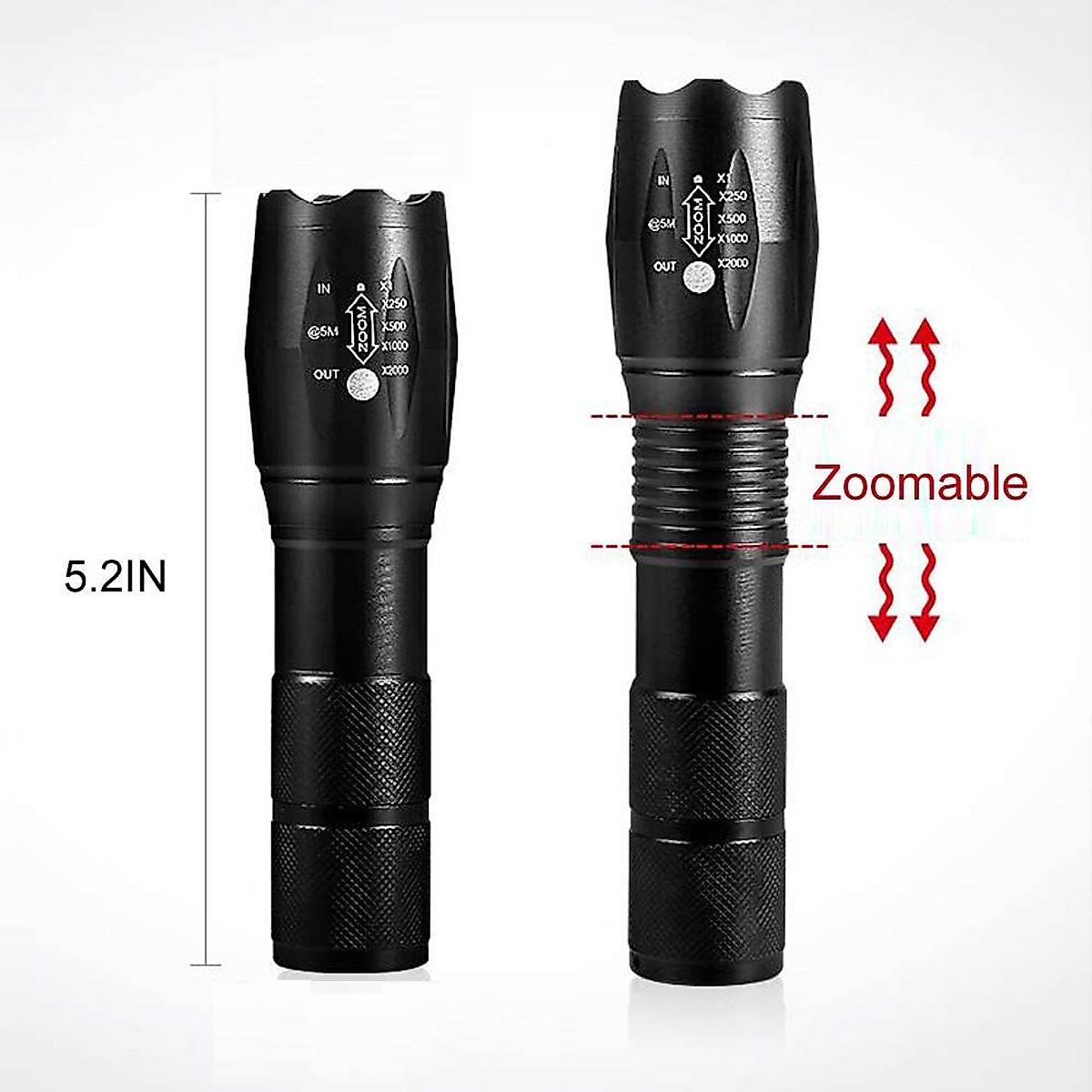 MAXIAEON LED Rechargeable Flashlight Set, Bright 8000 Lumens Tactical Flashlights High Lumens with 5 Modes, Waterproof Tactical Flashlights for Outdoor Emergency Camping Hiking
