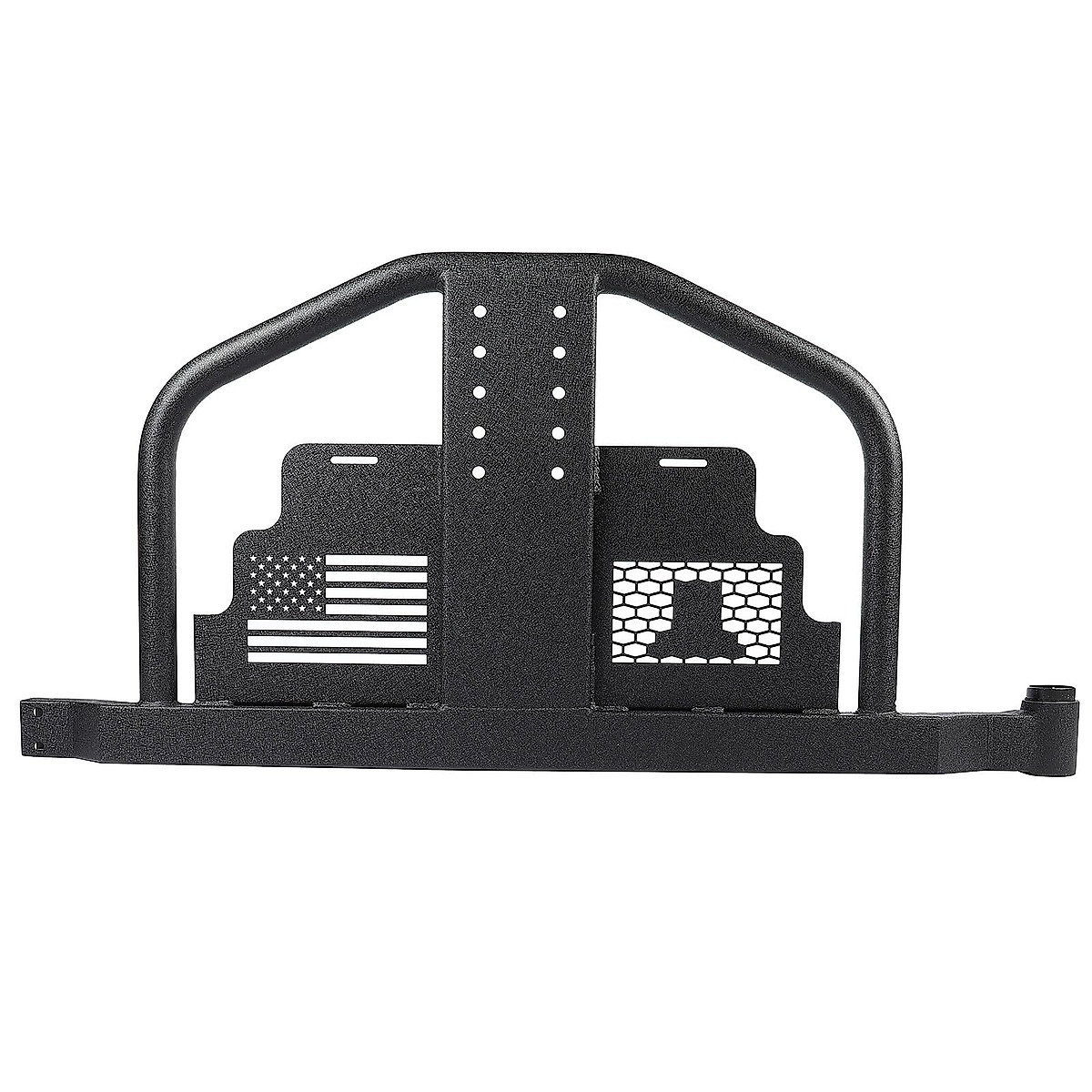 OCPTY Front Bumper and Rear Bumper with and Tire Carrier Fit For 2007-2015 2016-2018 for Jeep Wrangler JK Winch Plate with D-ring LED Lights with and Tire Carrier Texture Black