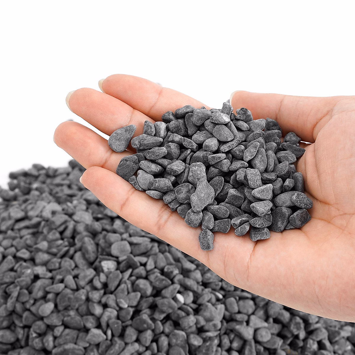 Mr. Fireglass Natural Decorative Gray Bean Pebbles 1/5" Crushed Gravel Stone for Decorating Garden, Succulent Plants and Walkway (2-lb Bag)