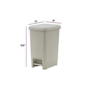 Superio Slim Trash Cans with Pedal Lid 4 Gallon Beige (2 Pack) Plastic Waste Bin 16 Qt. for Under Desk, Office, Bedroom, Bathroom