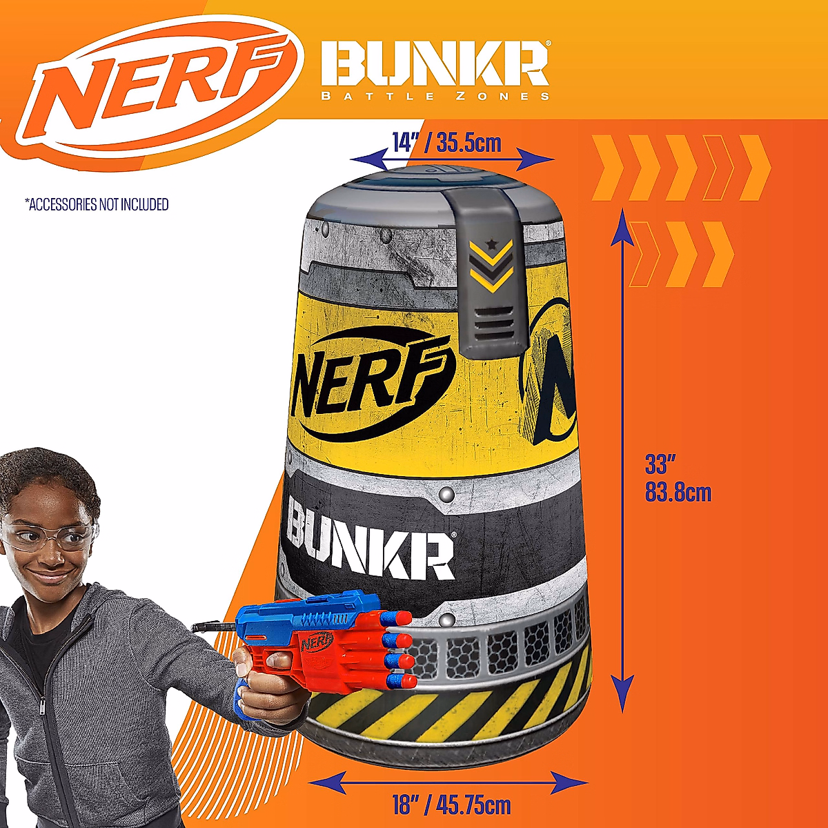 NERF BUNKR Officially Licensed Battle Royale Inflatable Bunker Battlezone - 5 Piece Barricade Set Crates Barrels