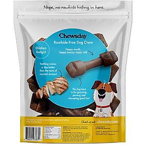 Chewsday 6-Inch Long-Lasting Dog Chew Bones, Made in The USA, All Natural Rawhide-Free Highly-Digestible Treats, Chicken Delight - 7 Count