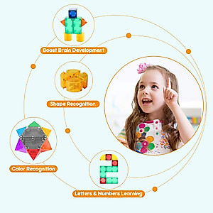 VATOS Magnetic Building Blocks 3D STEM Magnet Tiles Building Toys for Kids 44 PCS Creativity Educational Cubes Develop Motor Skills Montessori Sets Gift For Toddlers Boys Girls age 3 4 5 6 7+ Year Old
