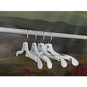 NAHANCO 1412 White Plastic Children's Dress Hangers, Swivel Metal Hook and Notches for Straps, Super Heavy Weight, 12" - (Pack of 100)