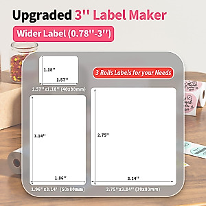 Phomemo Label Maker- with 3pcs Labels M221 Label Maker Machine 3 Inch Bluetooth Thermal Barcode Printer for Small Business/Home Use, for Barcode, Address, Logo, Mailing, Stickers, Pink